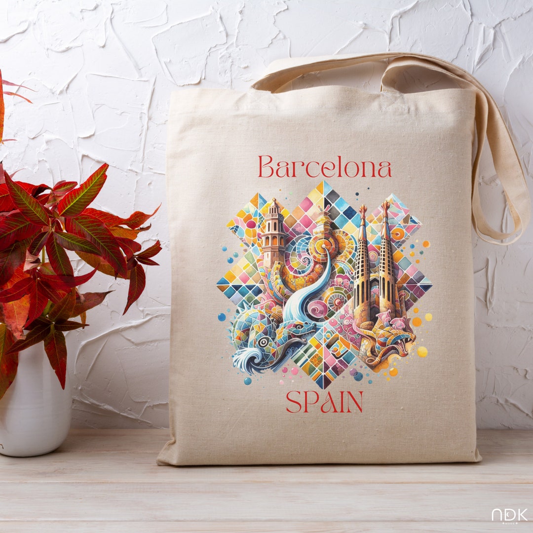 Barcelona Spain Tote, Park Guell Travel Bag, La Sagrada Gift, Spain ...
