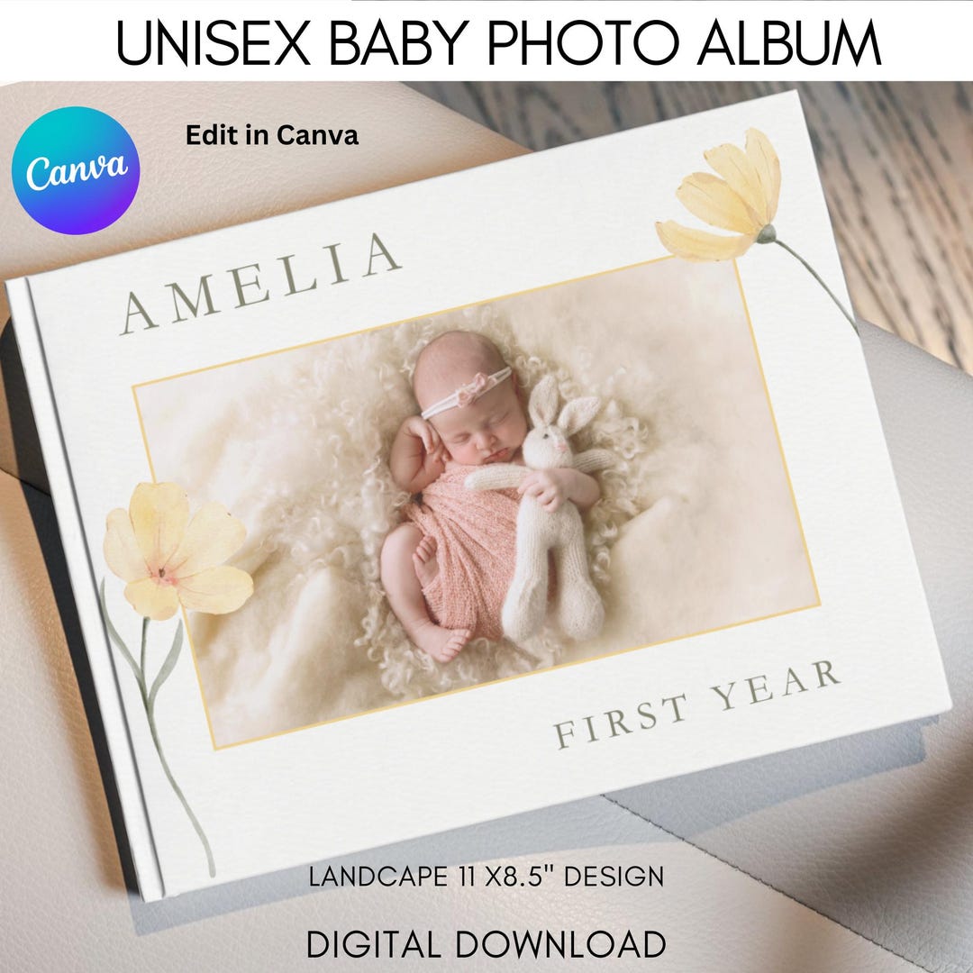 Baby Photo Album Template Canva, Photographers Baby Photo Book, First ...