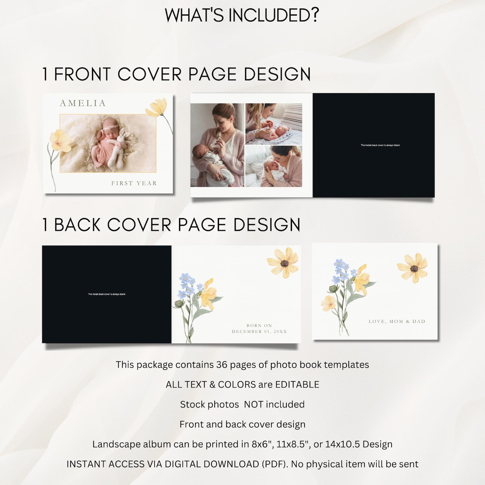 Baby Photo Album Template Canva, Photographers Baby Photo Book, First ...