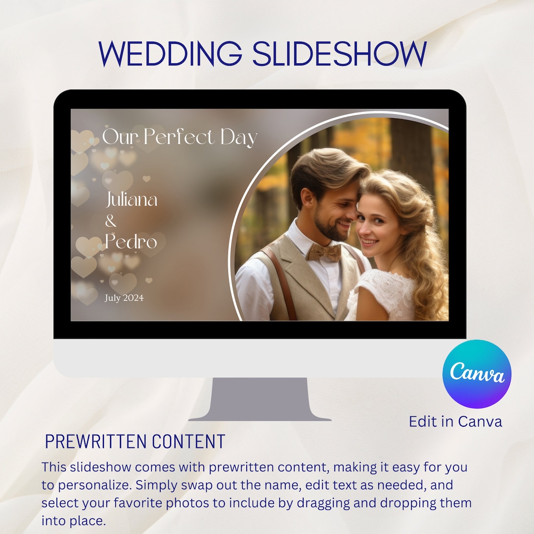 Wedding Slideshow Template Canva, Elegant Wedding Photo Slideshow ...