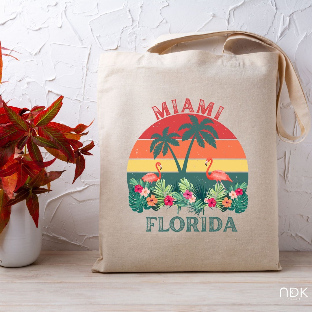 Vintage Miami Travel Tote, Florida Summer Vacation Tote, Affordable ...