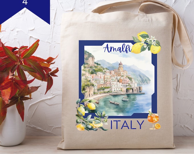 Positano, Costiera Amalfitana, Canvas Tote Bag Amalfi Coast, Italy ...