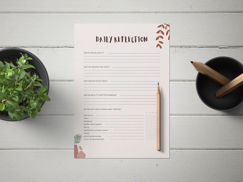 Boho Daily Reflection Journal Printable, Reflective Journal, Purposeful ...