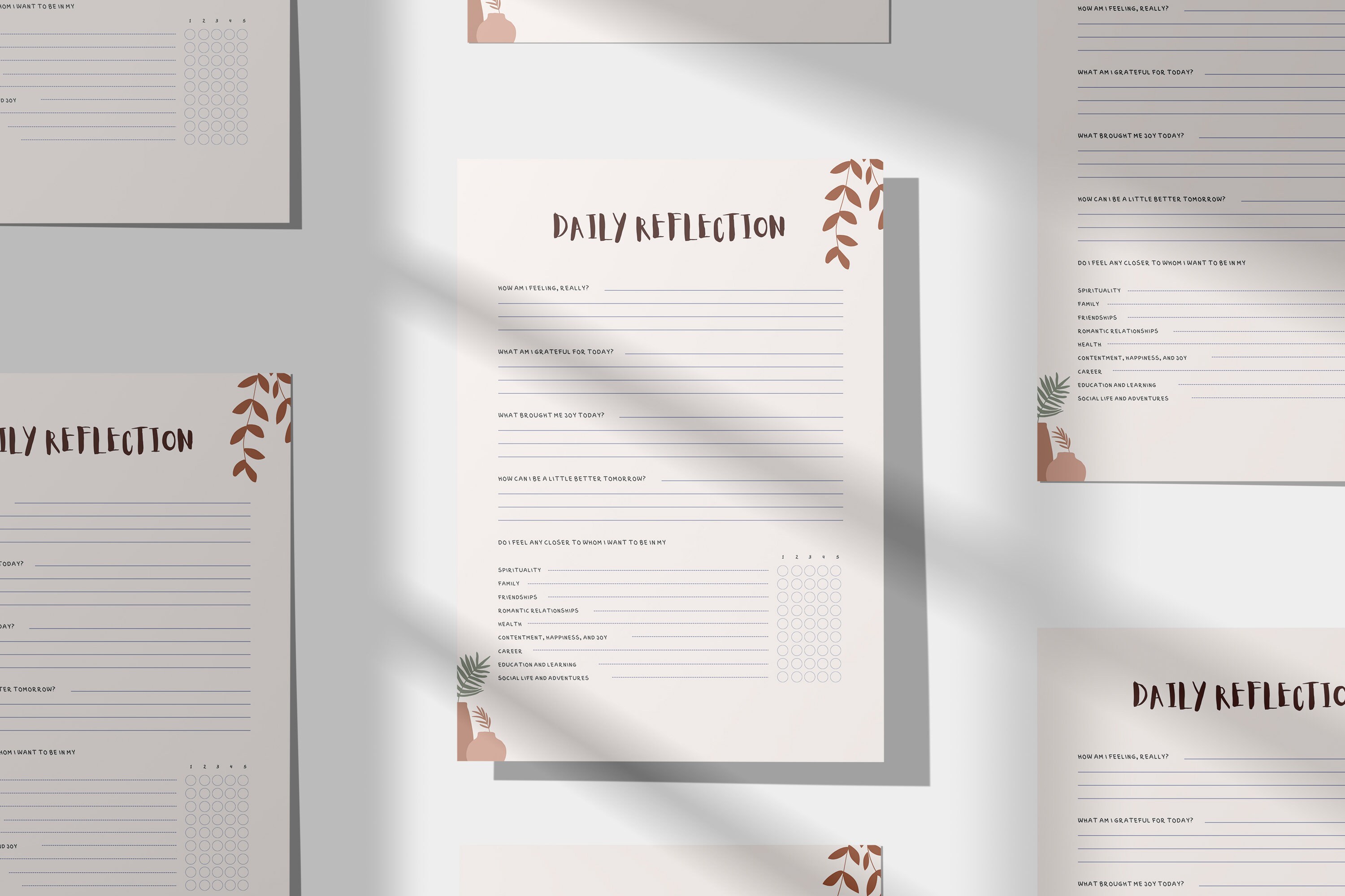 Boho Daily Reflection Journal Printable, Reflective Journal, Purposeful ...