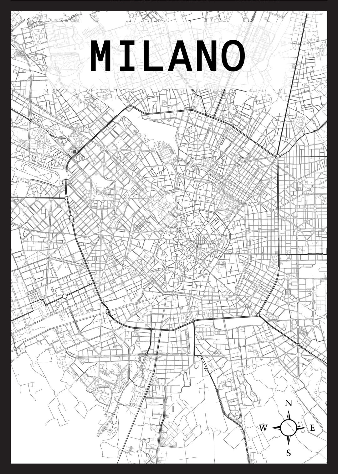 Milan Map Poster Digital Download, Printable, City Art, Urban Design ...