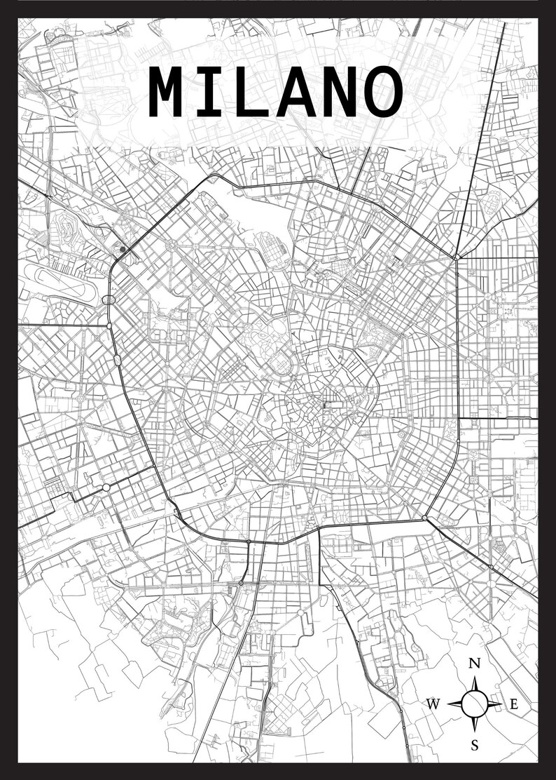 Milan Map Poster Digital Download, Printable, City Art, Urban Design ...