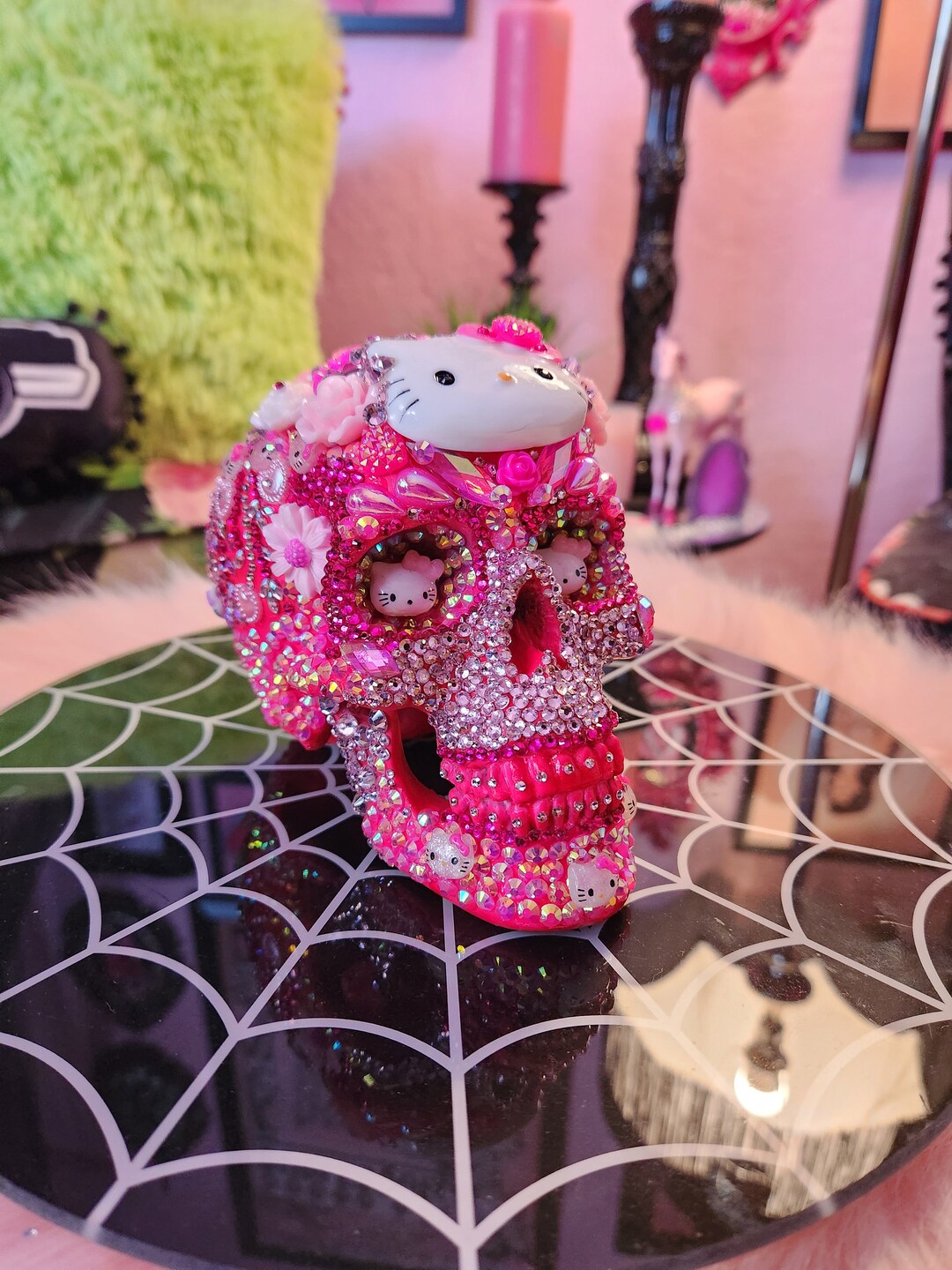 Inspired by Hand-made Hello Kitty Kawaii Style Skull Handmade Mixed ...