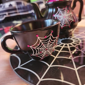 Rhinestone Gothic Teapot Set Handmade Black Goth Tea Set - Etsy