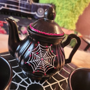 Rhinestone Gothic Teapot Set Handmade Black Goth Tea Set - Etsy