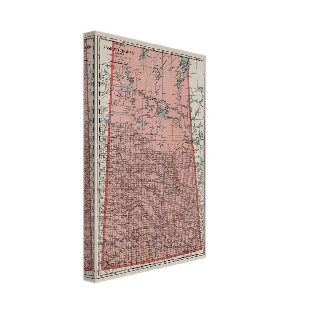 Vintage Map of Saskatchewan Canvas Print - Etsy