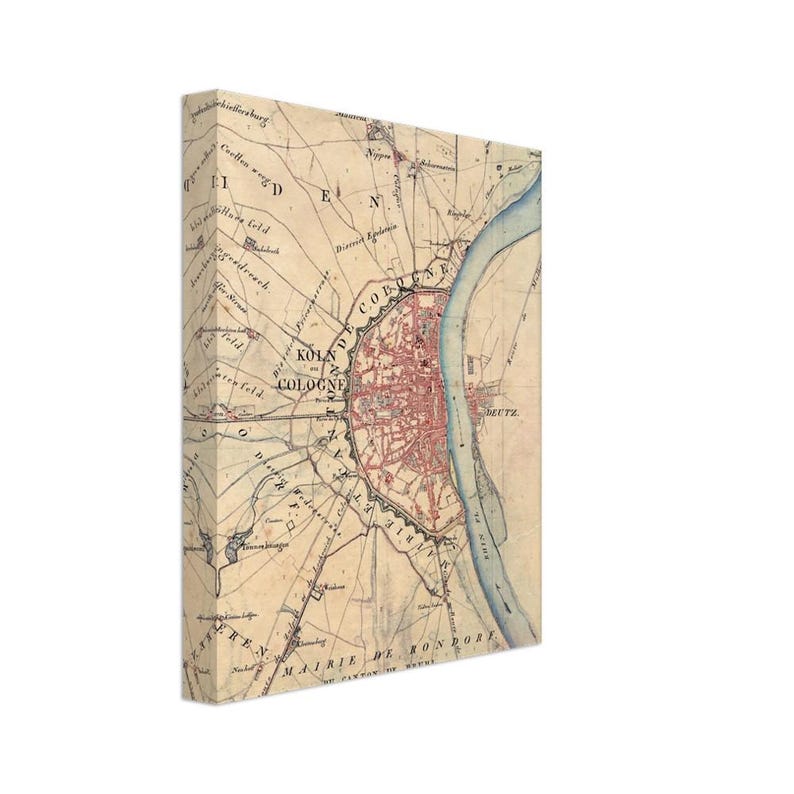 Vintage Map of Cologne, Germany Canvas Print - Etsy
