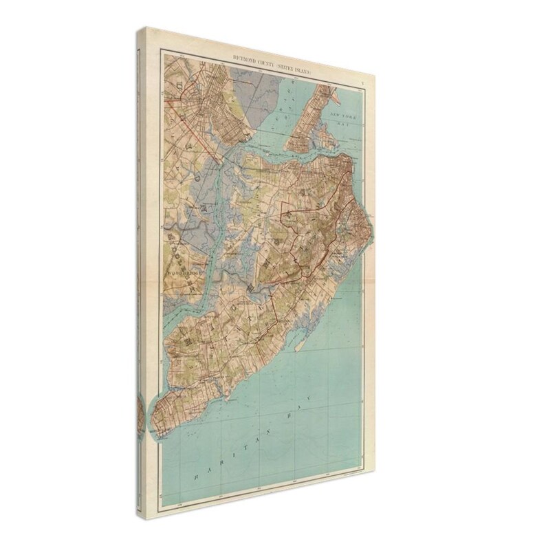 Vintage Map of the Staten Island, New York - Canvas Print - Etsy
