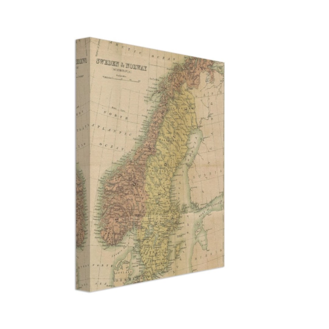Vintage Map of Sweden and Norway (1862) - Canvas Print - Etsy