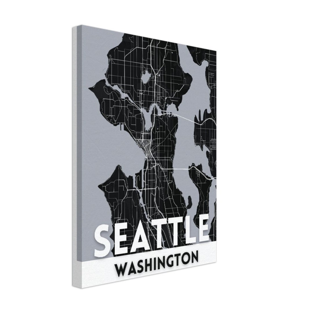 Seattle Minimalist Map Canvas Print - Etsy