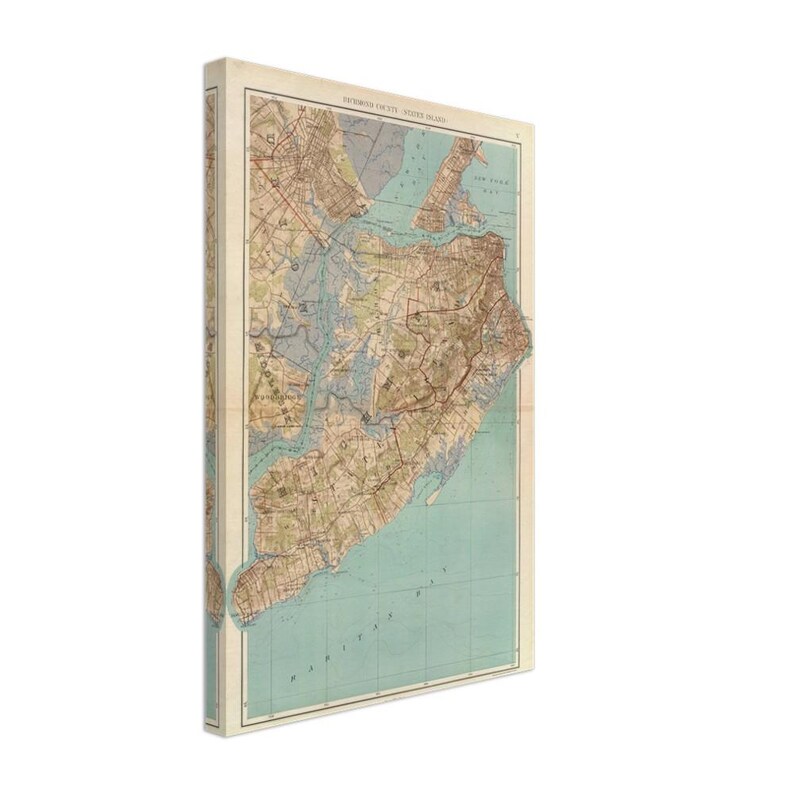 Vintage Map of the Staten Island, New York - Canvas Print - Etsy