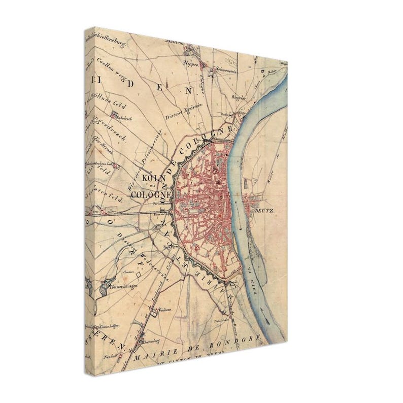 Vintage Map of Cologne, Germany Canvas Print - Etsy