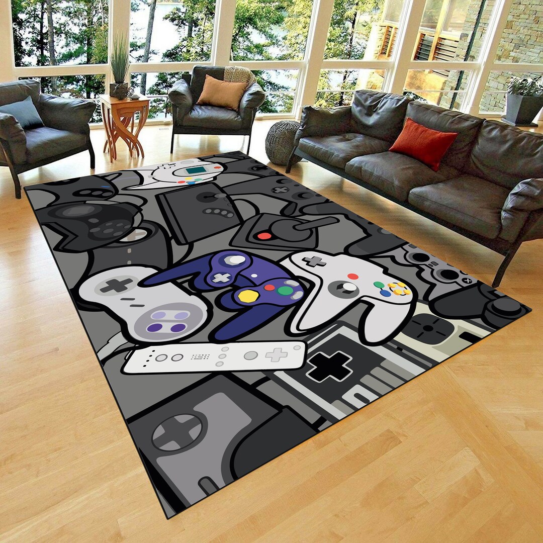 Joystick Pattern Rug, Game Console Rug, Awesome Rug, Game Room Rug ...
