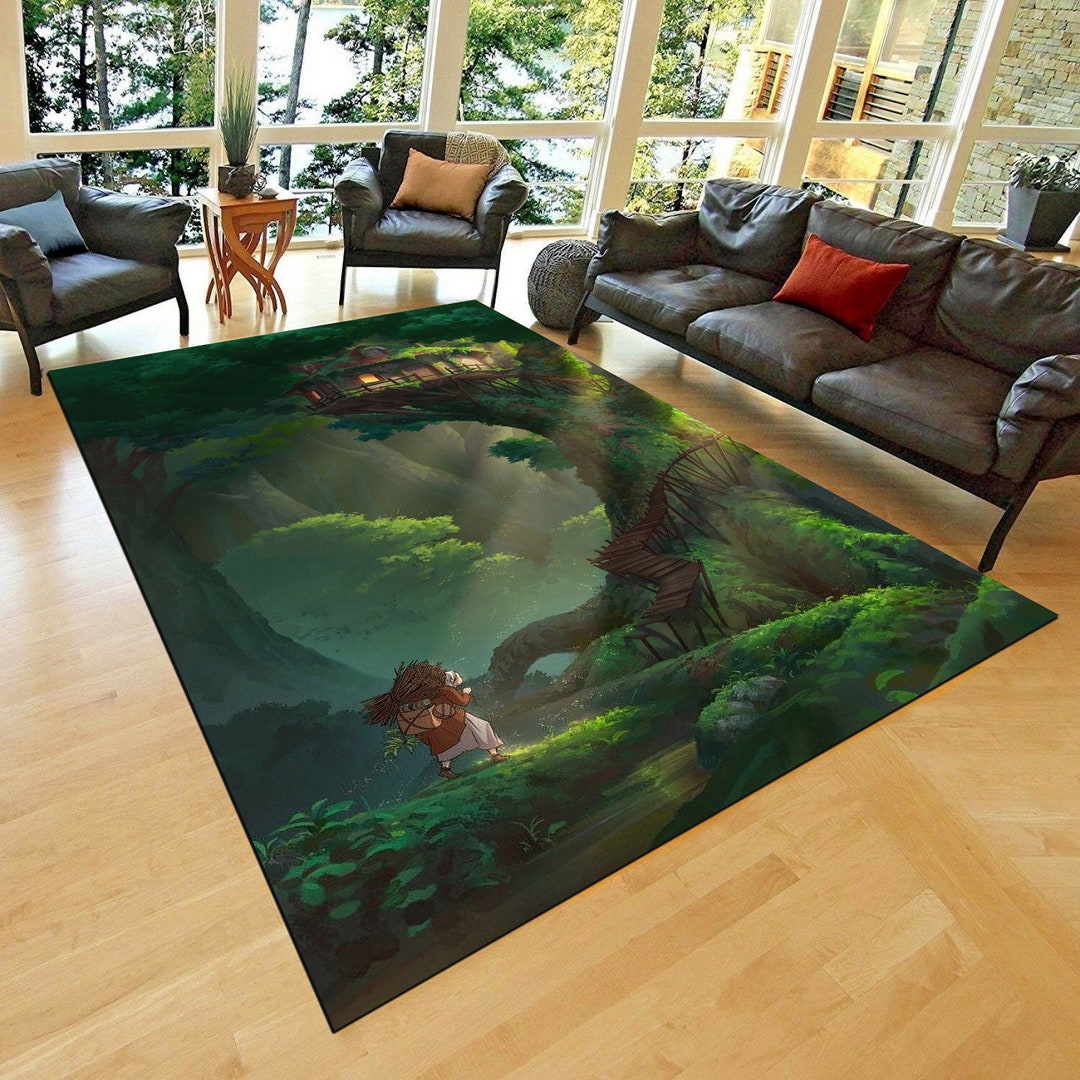 3D Green Light Forest Rug, Forest Rug, Art, Movie Art, Fantasy Art Rug ...