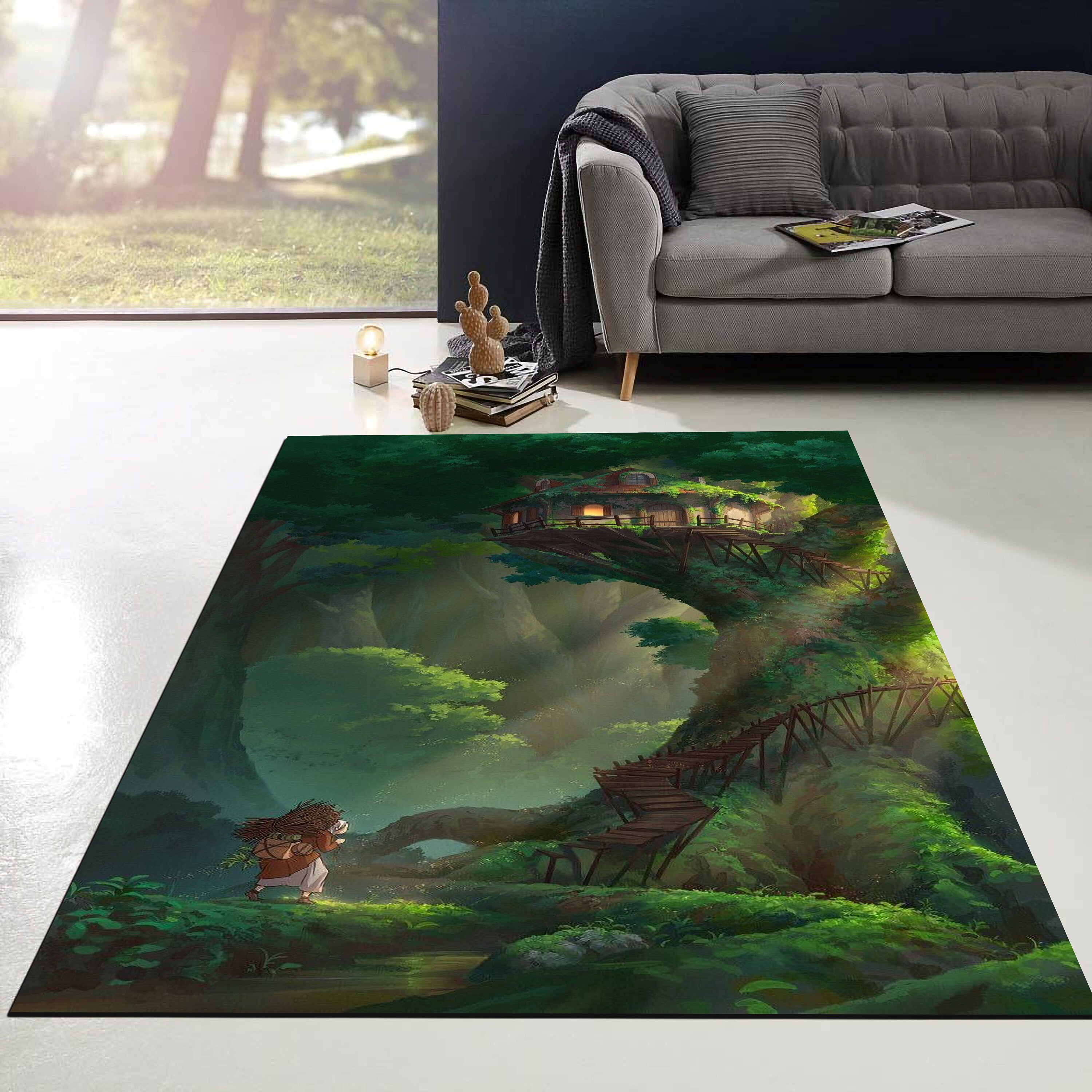 3D Green Light Forest Rug, Forest Rug, Art, Movie Art, Fantasy Art Rug ...