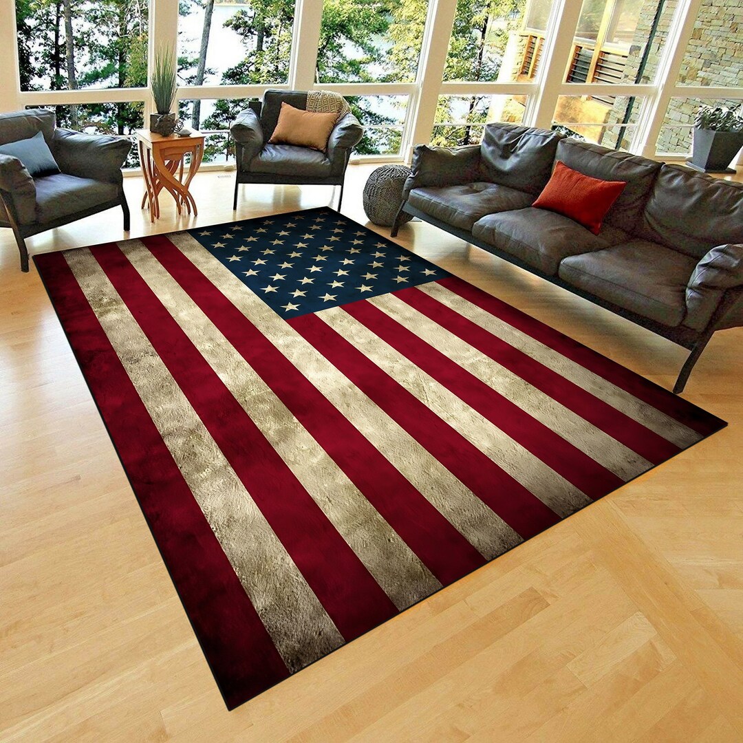 USA Flag Rug, American Rug, Modern Rug, Area Rug, for Living Room Rug ...