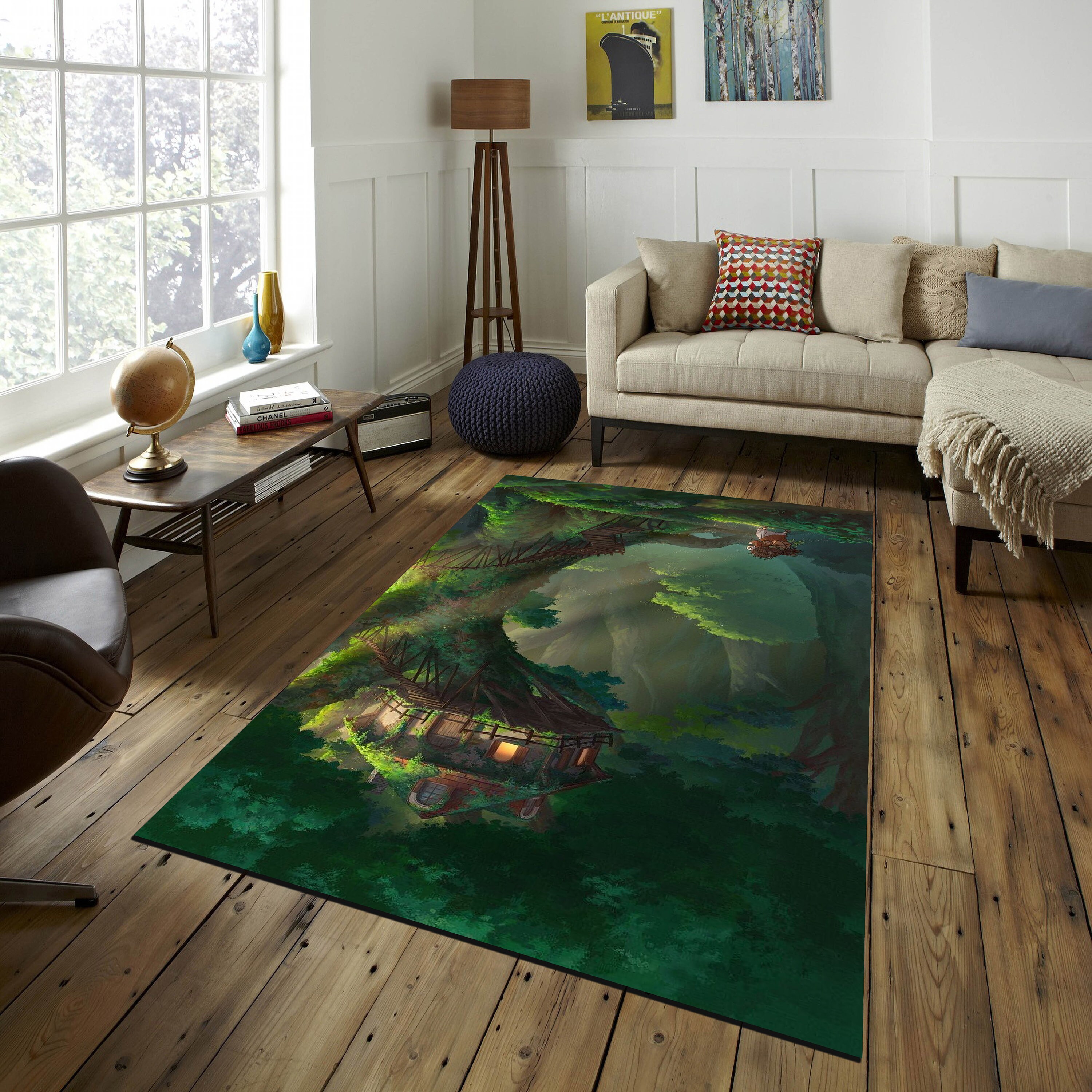 3D Green Light Forest Rug Forest Rug Art Movie Art Fantasy - Etsy