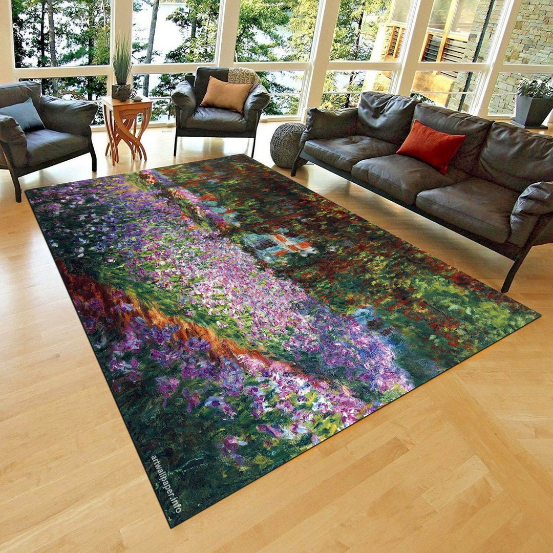 Retro Flower Pattern Rug, Cute Flower Rug, Retro Home Decor, 70s Rug ...