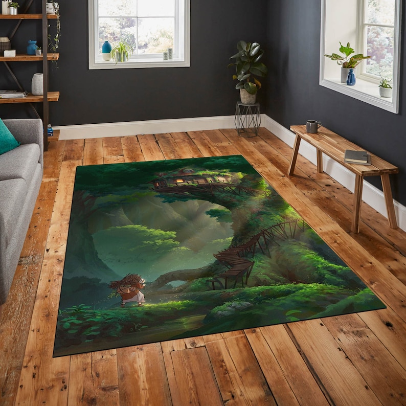 3D Green Light Forest Rug, Forest Rug, Art, Movie Art, Fantasy Art Rug ...