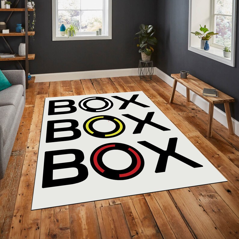 Box Box Box Formula 1 Rugs, Formula 1 Gift, F1 Floor Art, Formula 1 Rugs, F1 Iconic Phrase, F1 ...