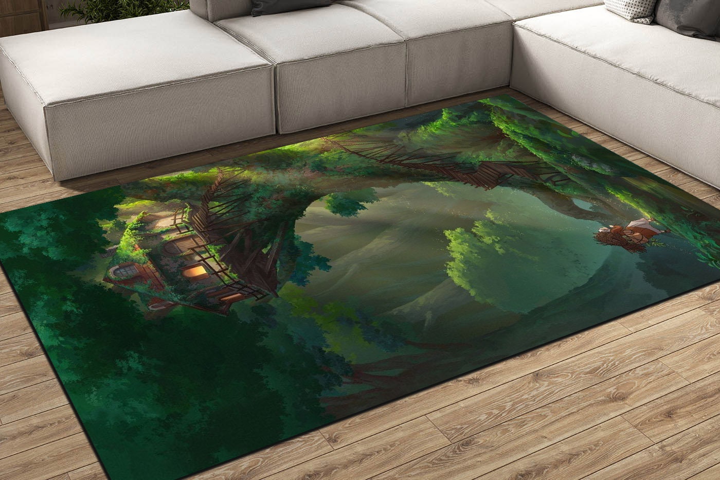 3D Green Light Forest Rug, Forest Rug, Art, Movie Art, Fantasy Art Rug ...