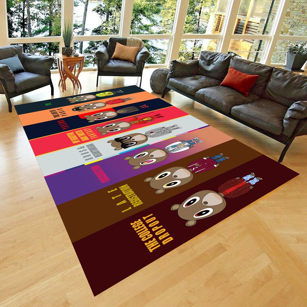 Kanye West Rug, Kanye West Bear, Cartoon Hip Hop, Rapper Gift Decor ...