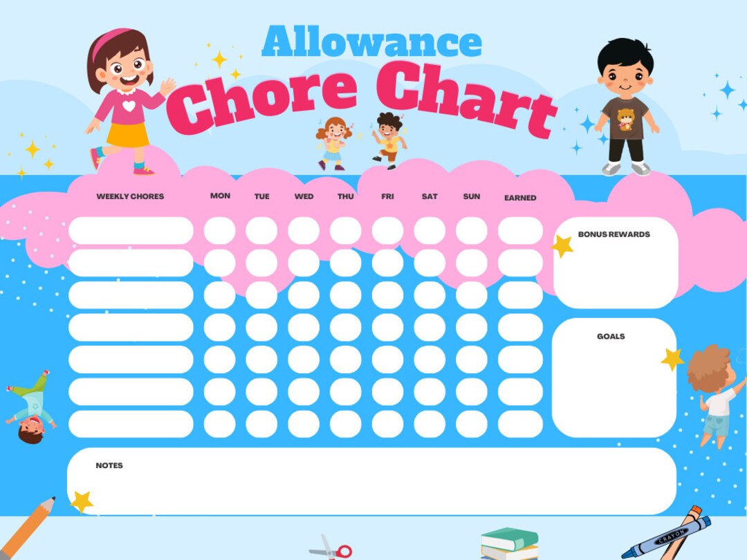 Allowance Chore Chart-gifts for Kids, Birthday Gifts, Gifts for Mom ...