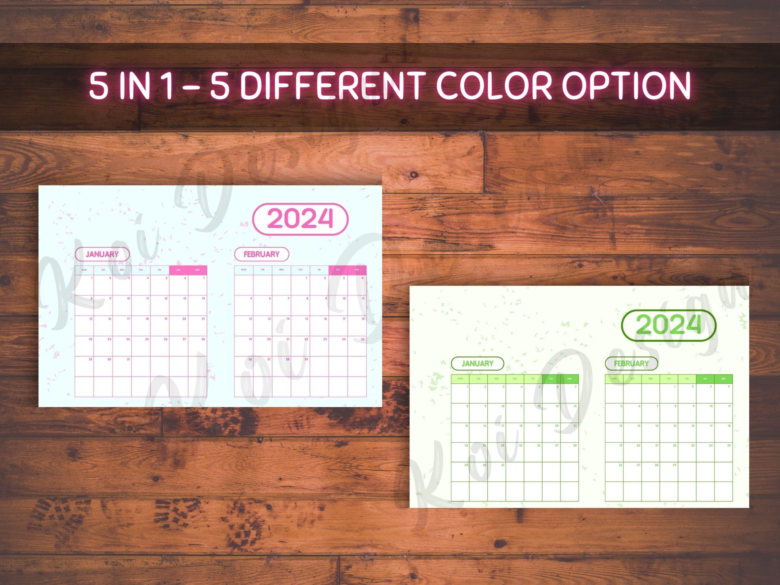 2024 Poster Calendar Monday Start Wall Calendar Pink Calendar Printable ...