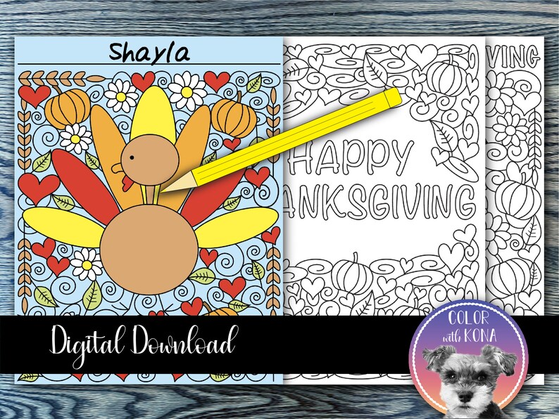 Thanksgiving Coloring Pages - Etsy