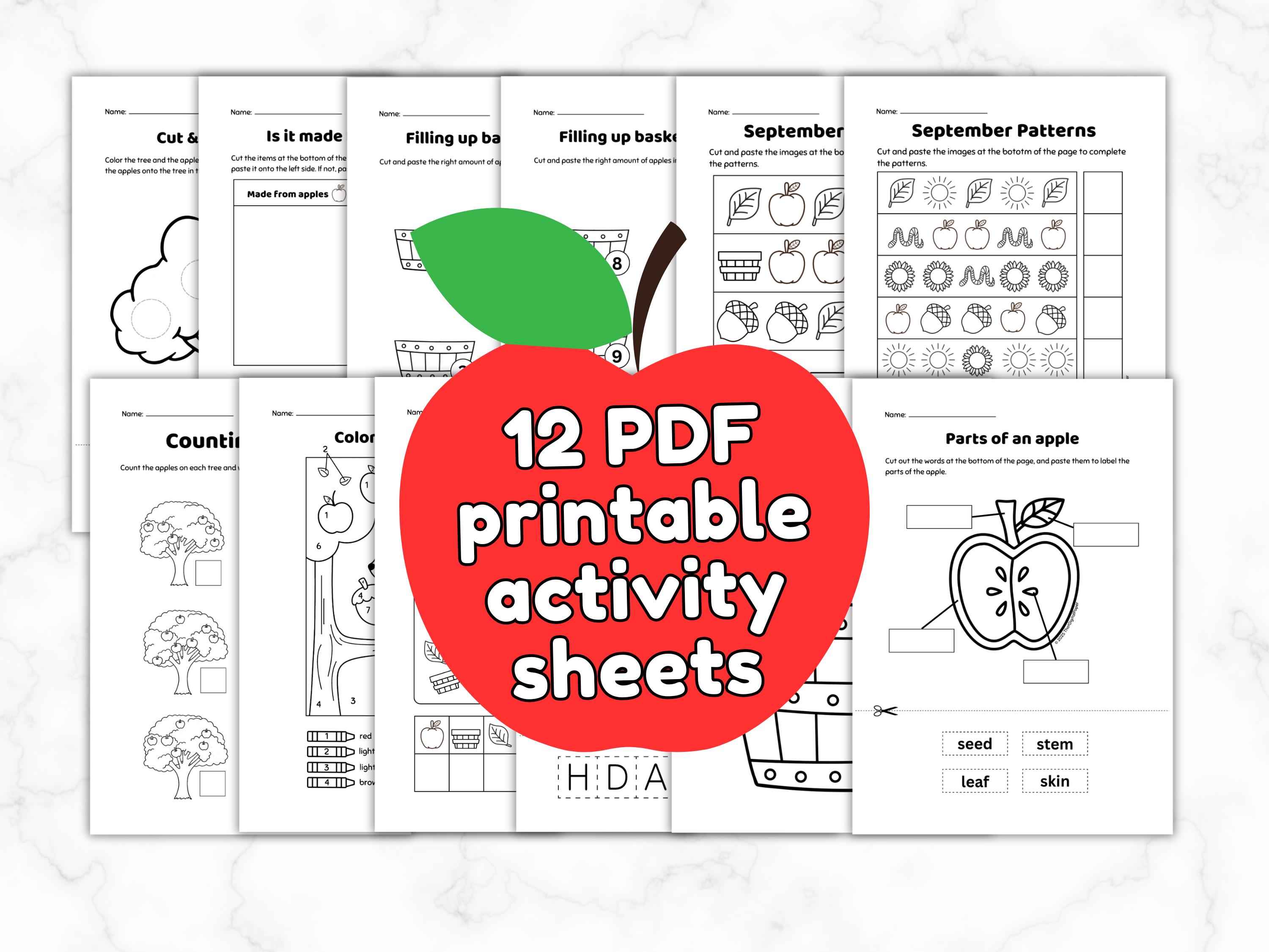 PDF Printable September Apple Unit for Preschool & Kindergarten - Apple ...