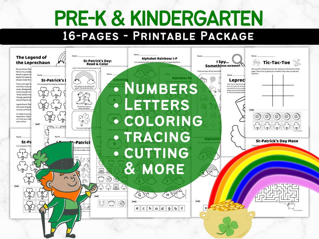 Printable St-patrick's Day Preschool Kindergarten Worksheets, Preschool ...