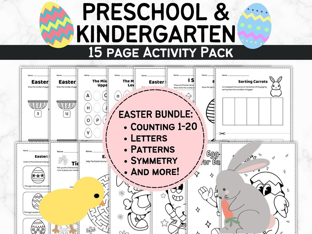 Preschool & Kindergarten Printable PDF Easter Activity Bundle, Easter ...