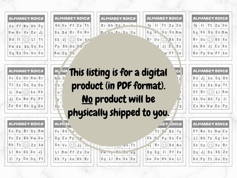 Printable Kindergarten Uppercase & Lowercase Alphabet Letters Bingo, No ...