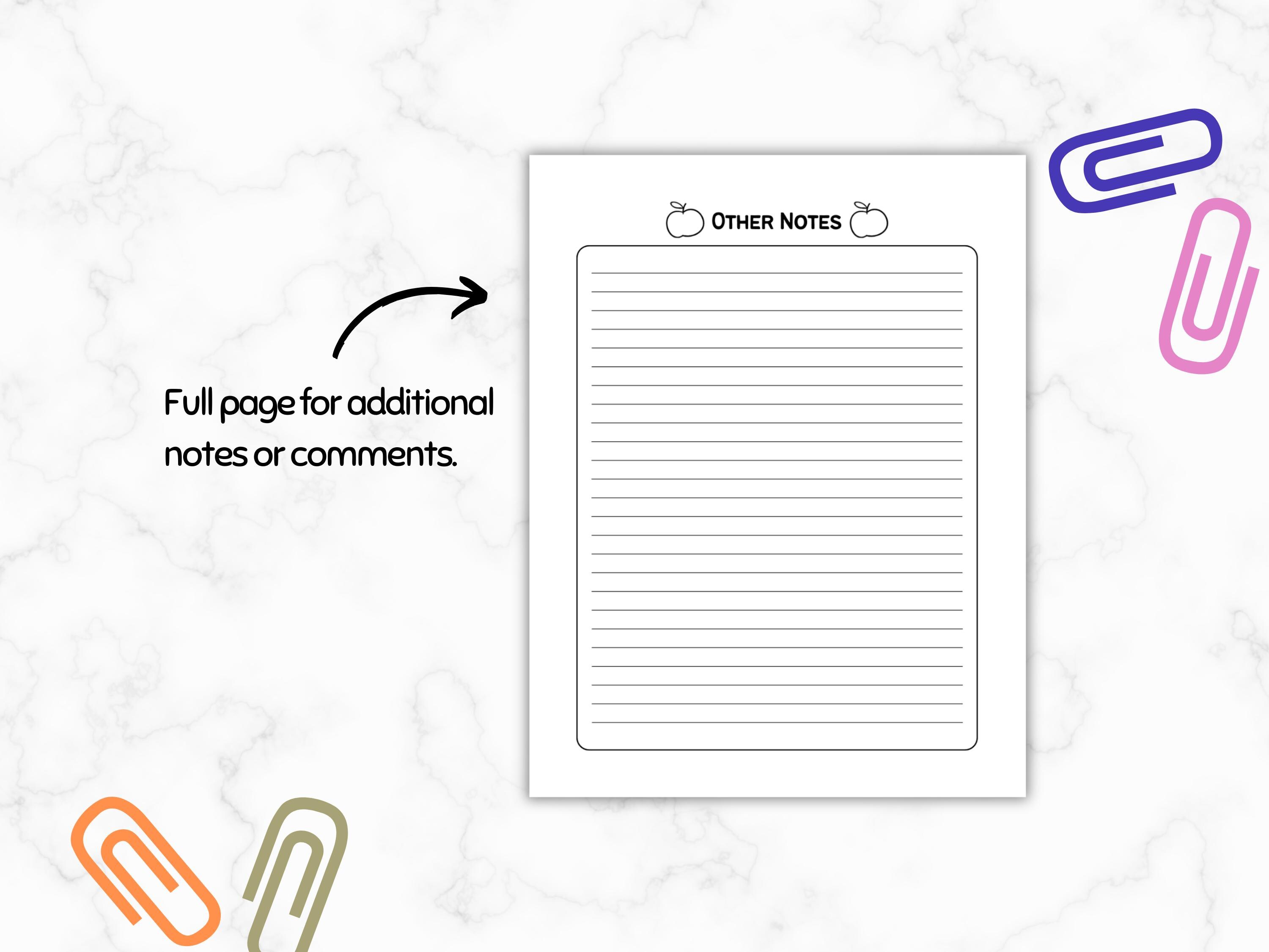 Substitute Teacher Notes, Replacement Teacher Feedback Form, Printable ...