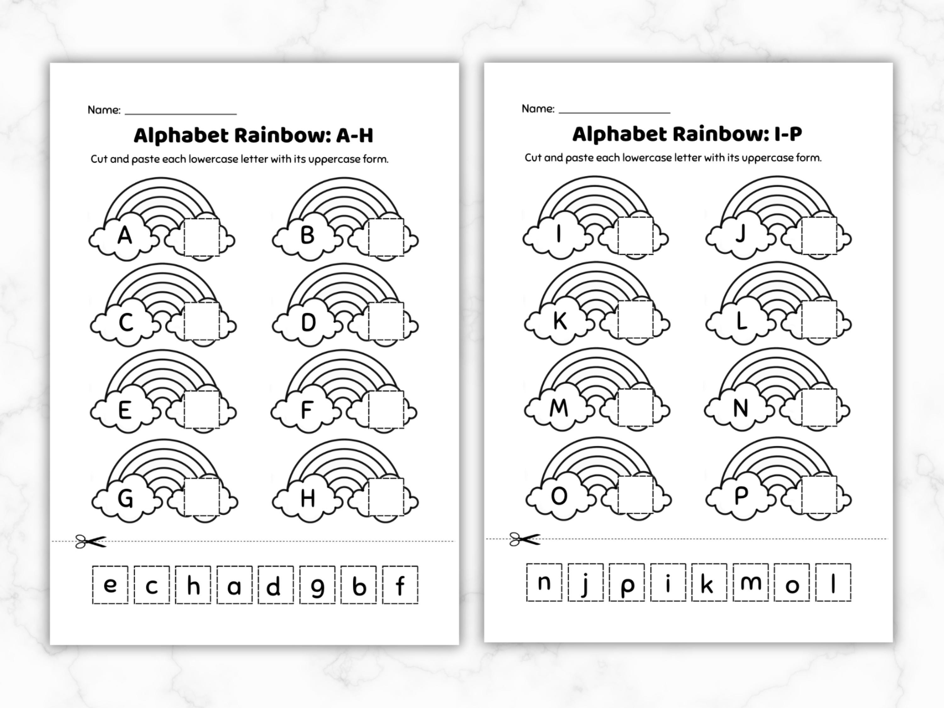 Alphabet Letter Matching Cut & Paste, Uppercase Lowercase Pre-k ...