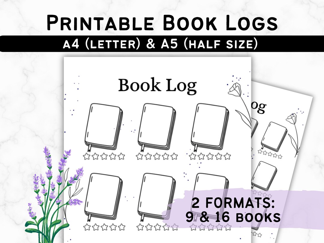 Printable PDF Book Log, Book Tracker for Journal, Book Record Template ...