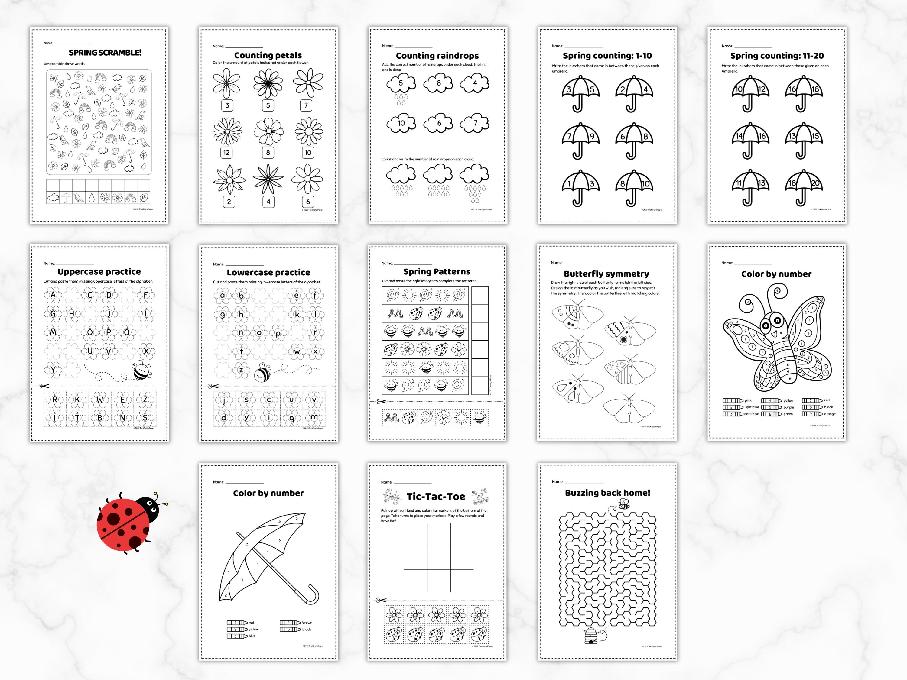 Spring Break Activity Worksheets PDF, Printable Prek & Kindergarten ...