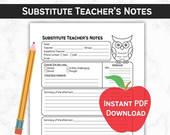 Printable Substitute Note With Pencils , While You Were Away - Etsy