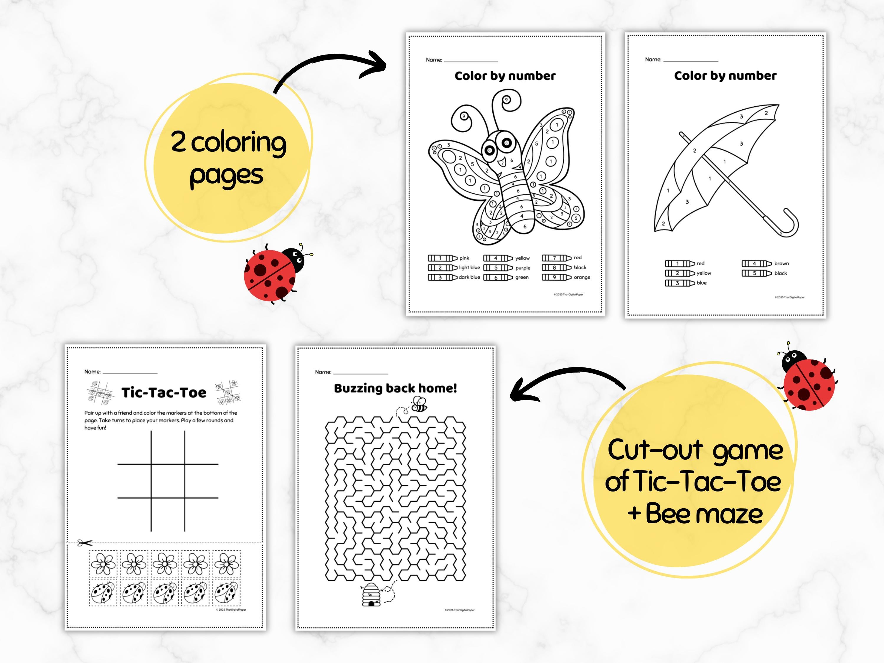 Spring Break PDF Activity Worksheets, Printable Prek Kindergarten Spring Bundle, Counting and ...