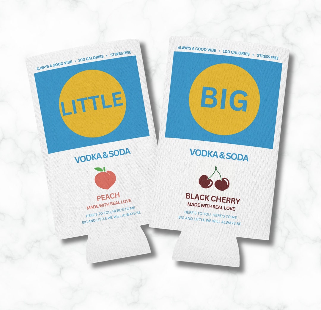 Big Little Reveal Gift, Big Little Cozies, Slim Can Cooler, Big Little ...