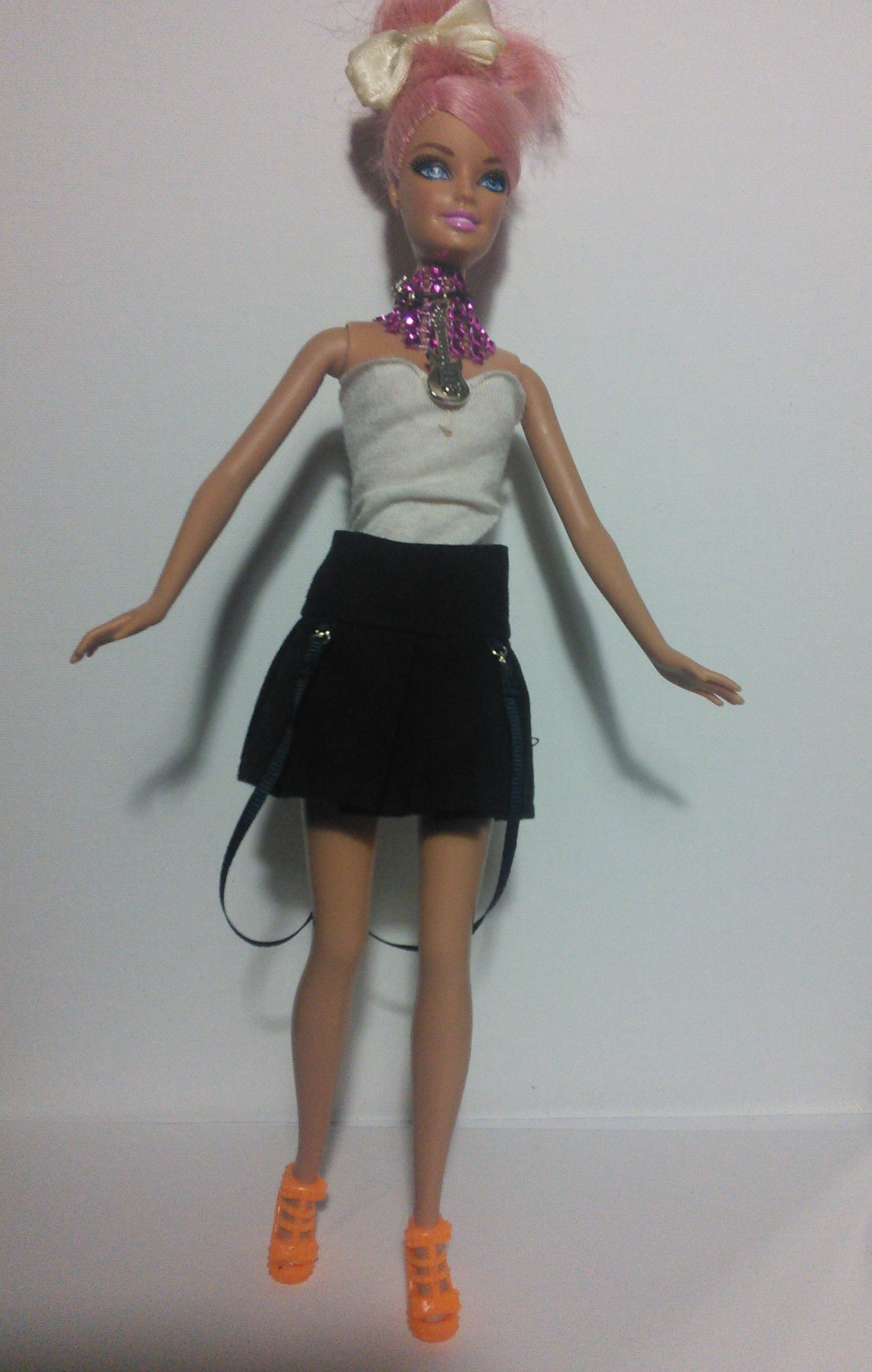 CURVY BARBIE Punk Suspender Pleated Miniskirt Black Straps Mall Goth ...