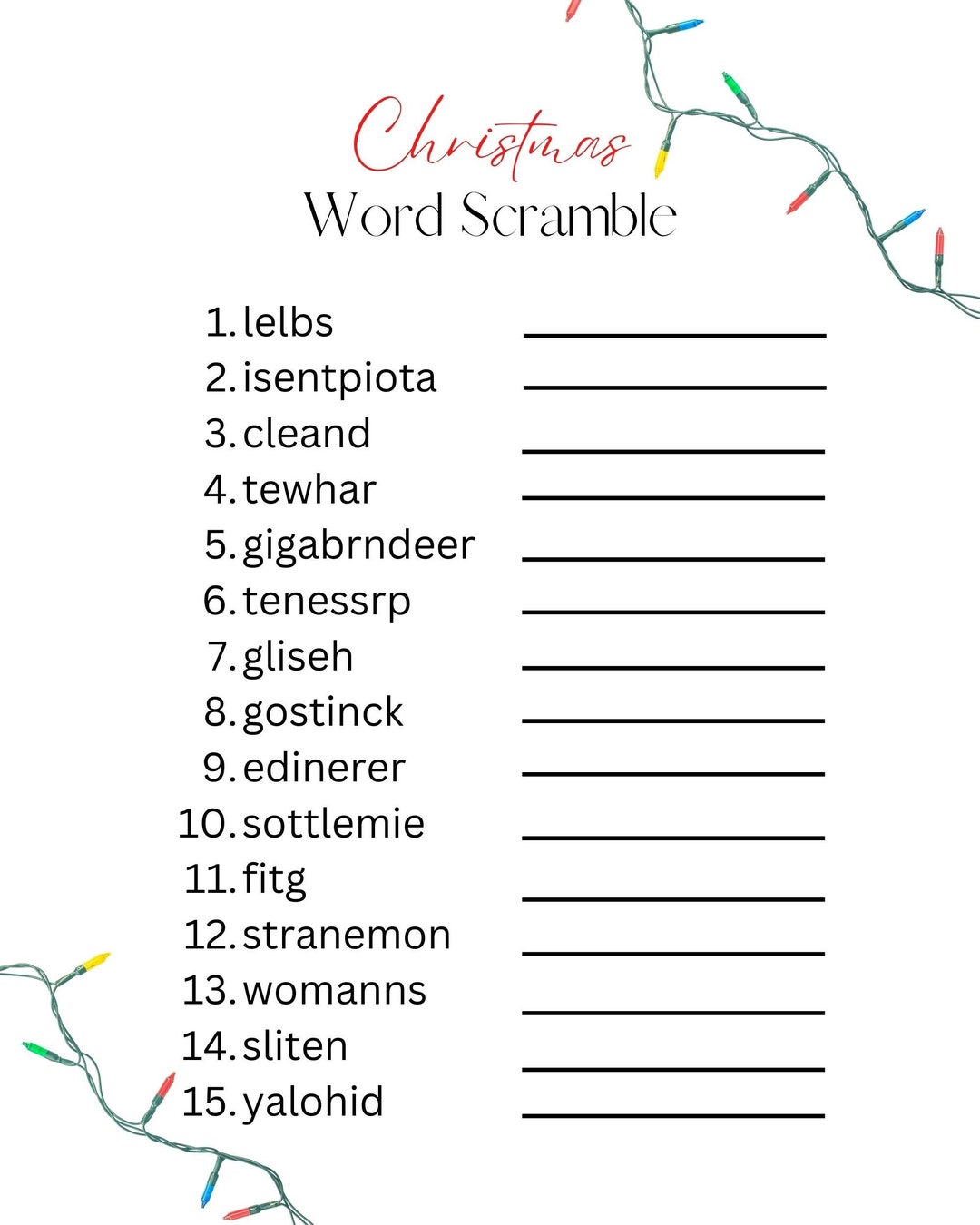 Christmas Word Scramble Game Instant Download Digital Etsy Christmas Word Scramble Game Instant Download Digital Etsy