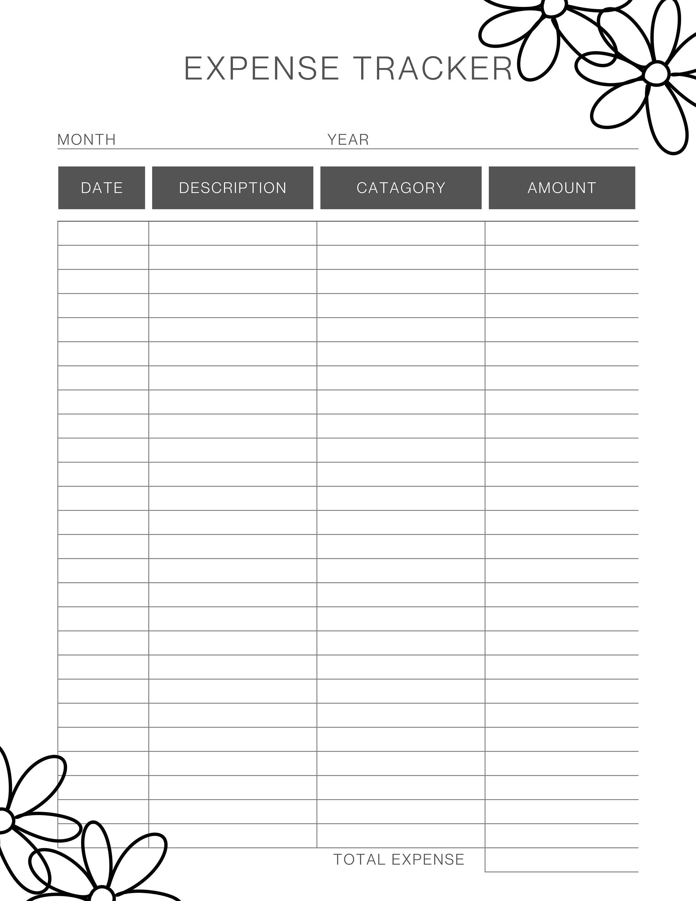 Expense Tracker Planner, Printable Expense Sheet - Etsy
