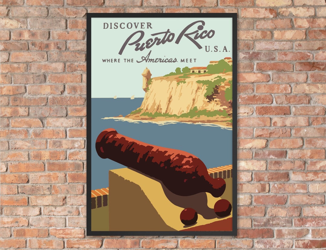 Puerto-rico Vintage Travel Poster, JPG Digital 300 Dpi File, Wall Art ...