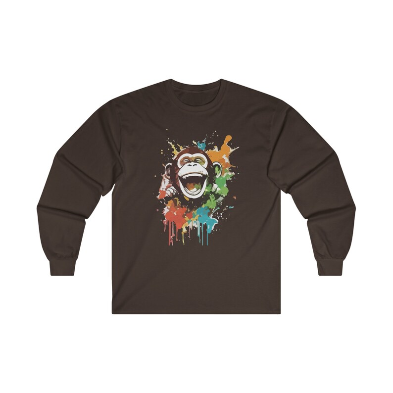 Happy Monkey/ape Art Long Sleeve Tee Ultra 100 % Cotton - Etsy
