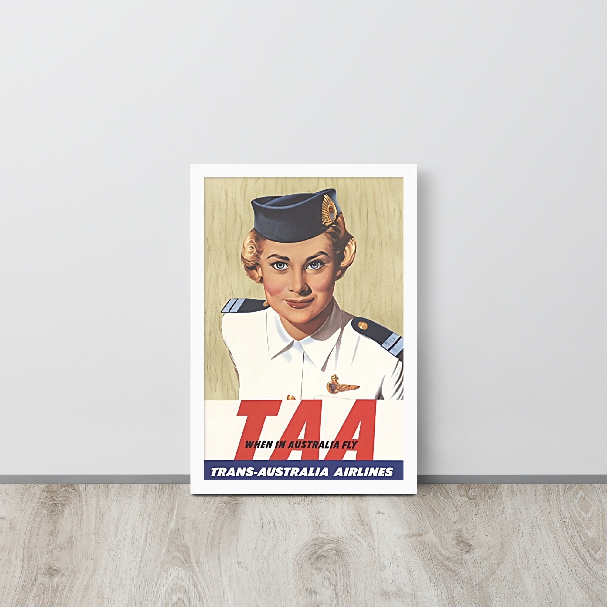 Rare Vintage Travel Poster TAA Trans Australia Airlines Framed Poster ...